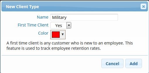 Adding/Editing Client Types